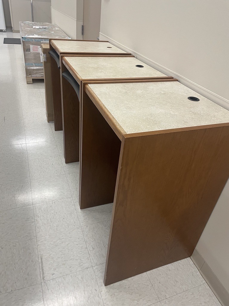 Three Stand-up Wooden Podiums | Reaching Across Illinois Library System